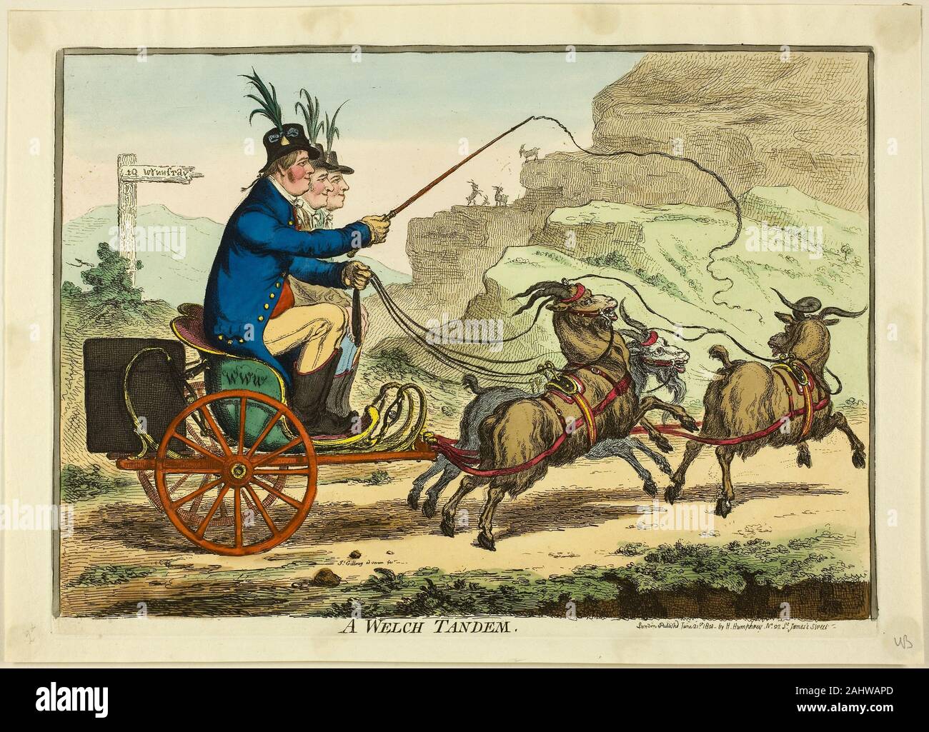 James Gillray. A Welch Tandem. 1801. England. Hand-colored etching on ...