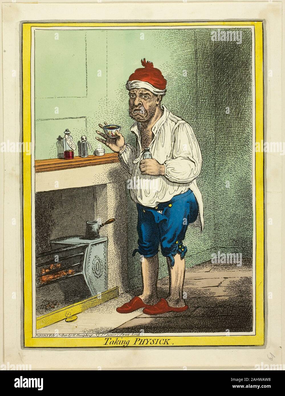 James Gillray. Taking Physick. 1800. England. Hand-colored etching on ...