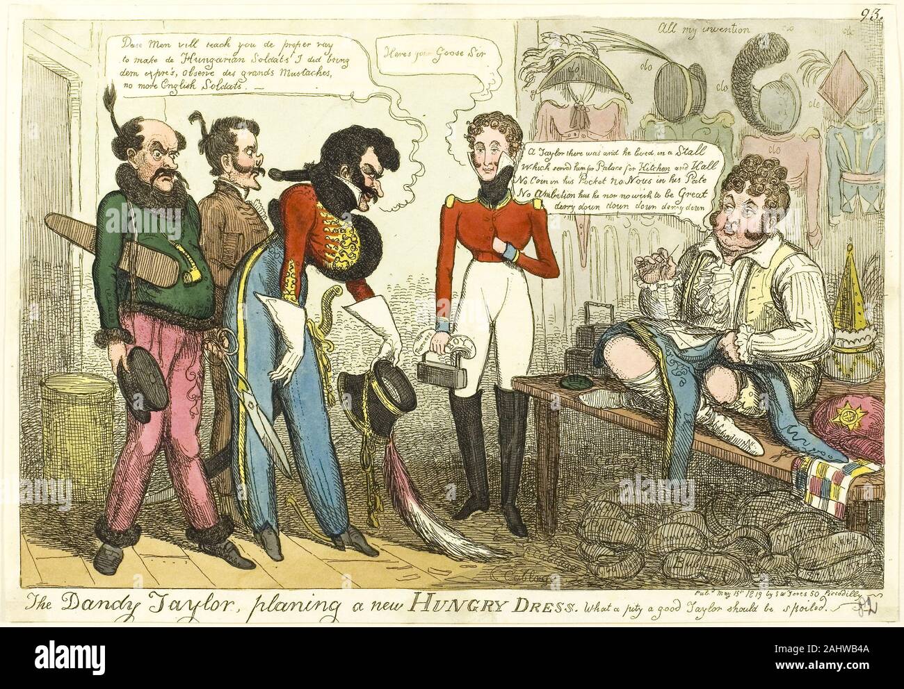 Isaac Robert Cruikshank. The Dandy Tailor, Planing a New Hungry Dress ...