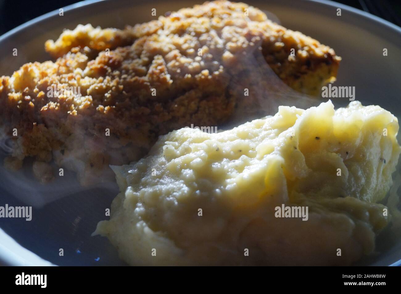 Fish filet a la Bordelaise with mashed potatoes Stock Photo - Alamy