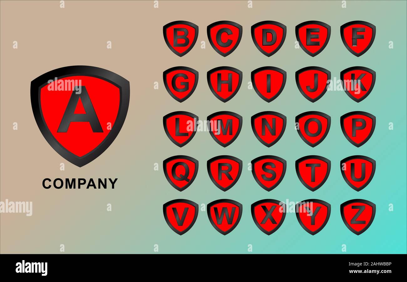 Letter A to Z Alphabetic Shield Logo Bundle, Security Logo Design ...