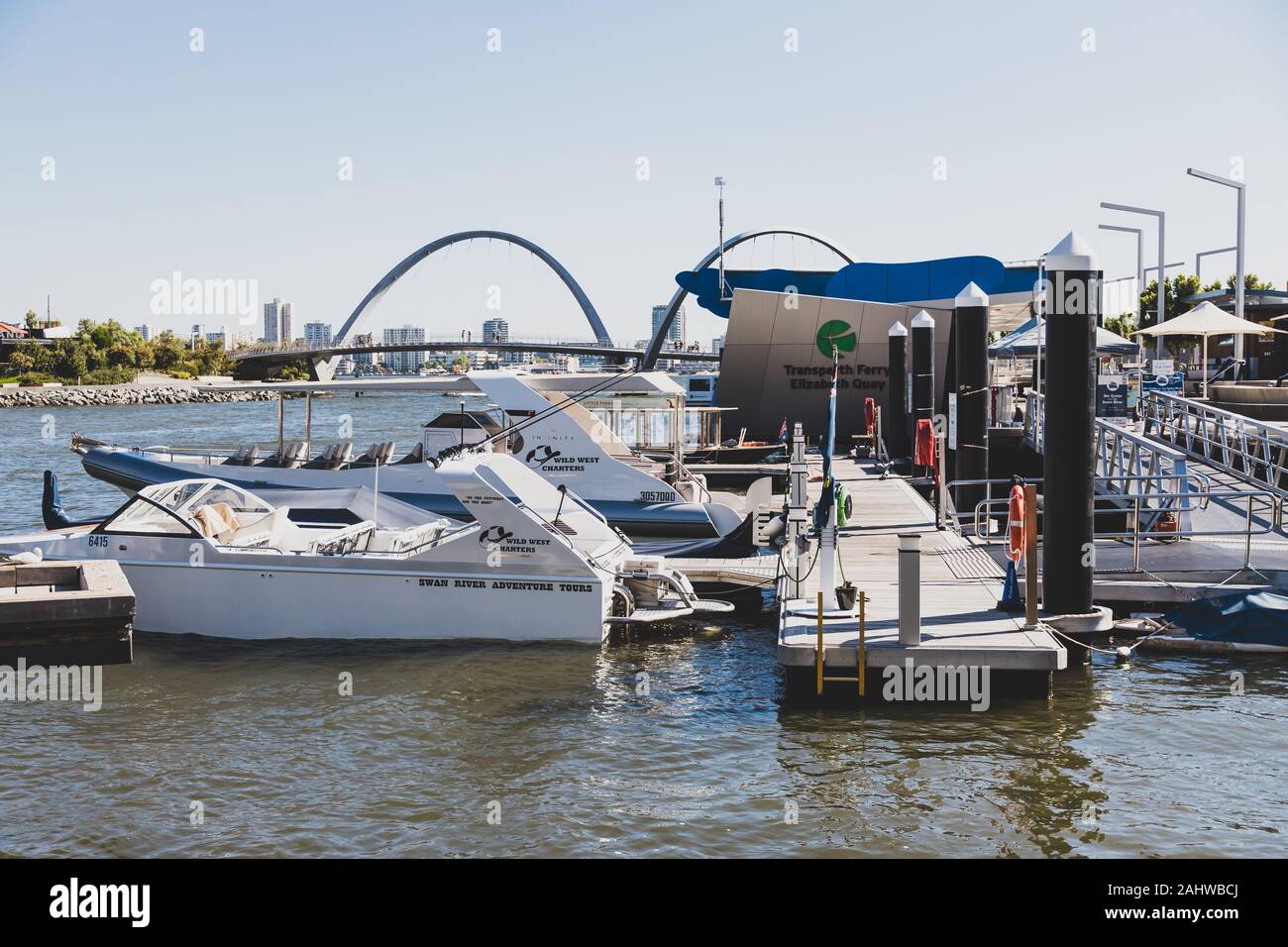 PERTH, WESTERN AUSTRALIA - December 24th, 2019: ferry dock and ...