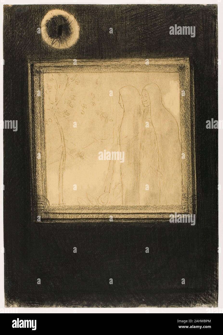 Black pastel with charcoal and stumping on ivory wove paper hi-res ...