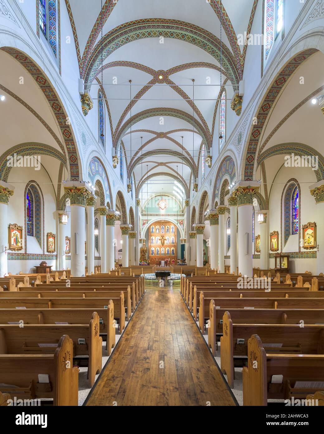 Nave of the historic Cathedral Basilica of Saint Francis of Assisi ...