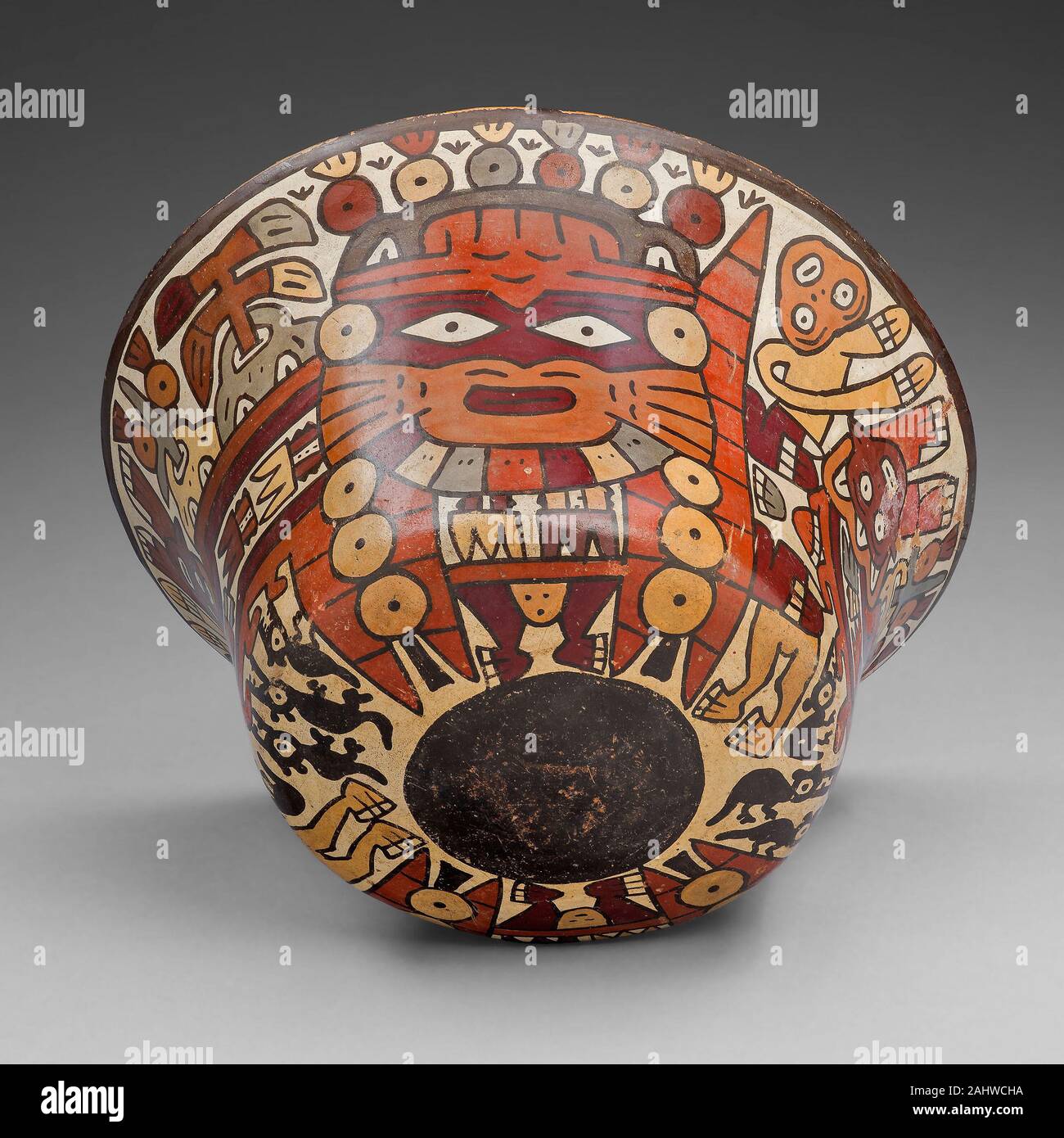 Nazca. Bowl Depicting a Costumed Ritual Performer with Abstract Plants ...