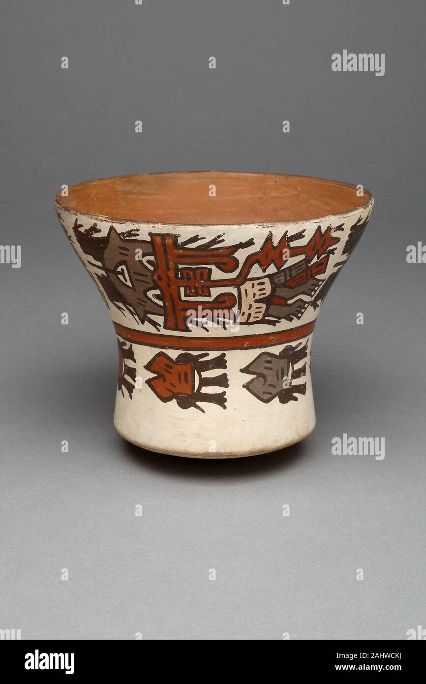 Nazca. Open-Neck Cup Depicting Abstract Figures and Decapitated Heads ...