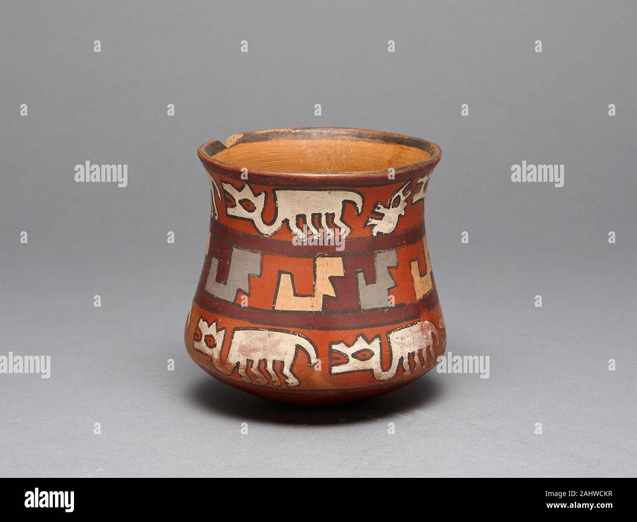 Nazca. Jar Depicting Rows of Llamas and Abstract Stepped Motifs. 180 BC ...