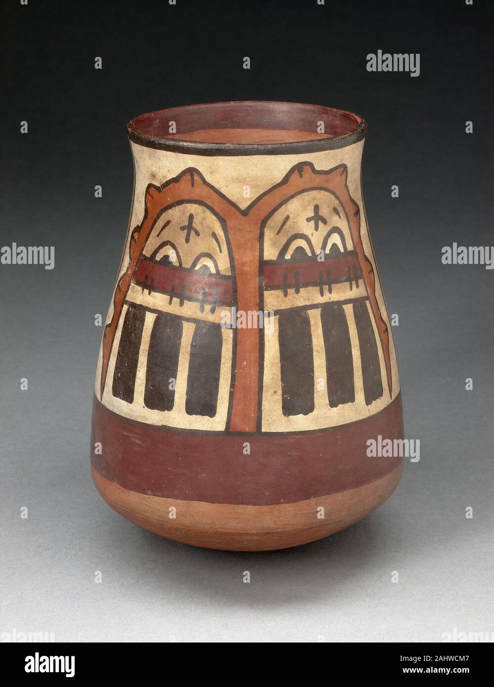 Nazca. Beaker Depicting Paired Inverted Human Heads, Likely Trophy ...