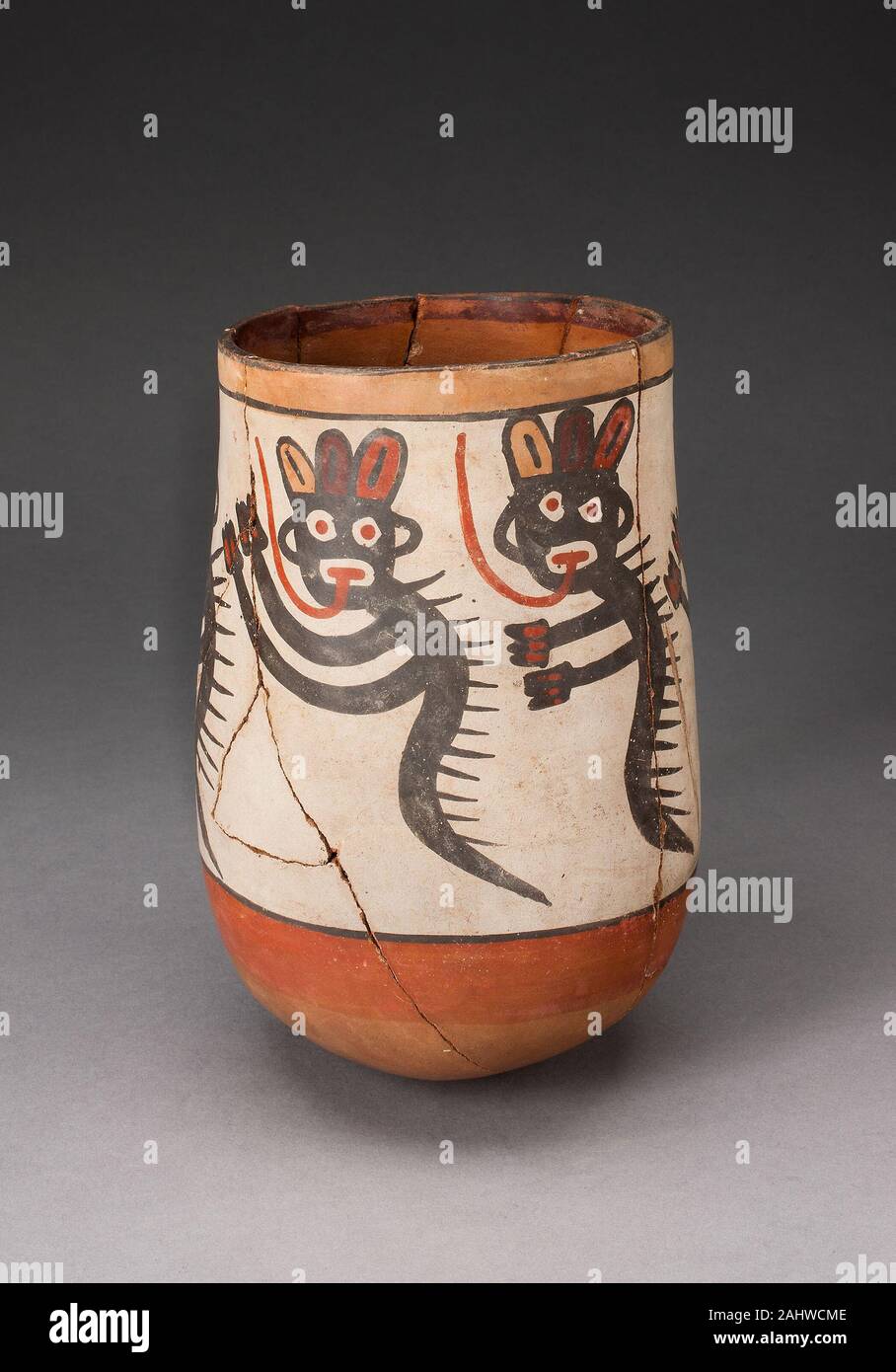 Nazca. Jar Depicting Composite Feline and Serpent Beings, Heavily ...