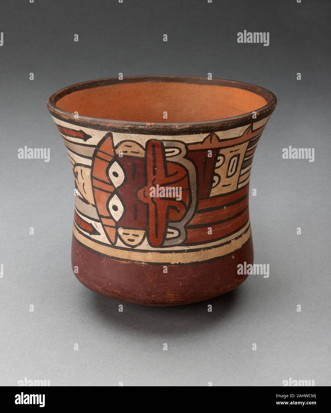 Nazca. Short Beaker Depicting Ritual Figure wearing Costume with Bird ...