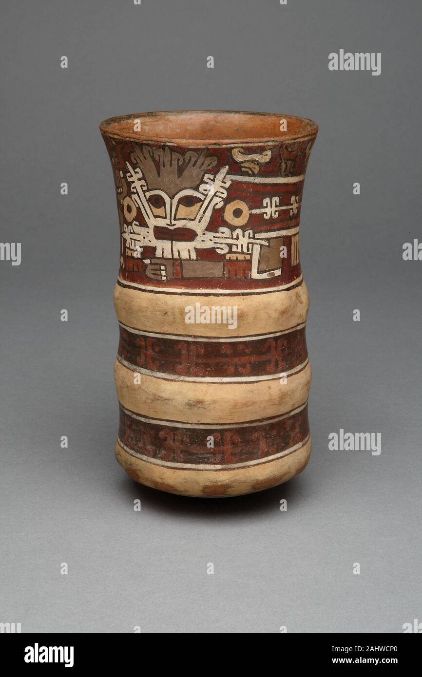 Nazca. Beaker with Molded Horizontal Bands, Depicting a Masked Ritual ...
