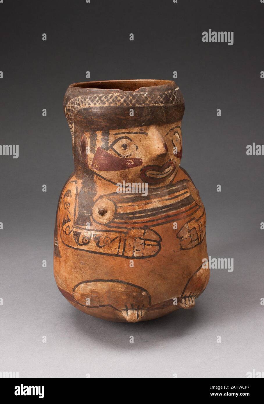 Nazca. Beaker in the Form of a Seated Female with Tatoos and Body Paint ...