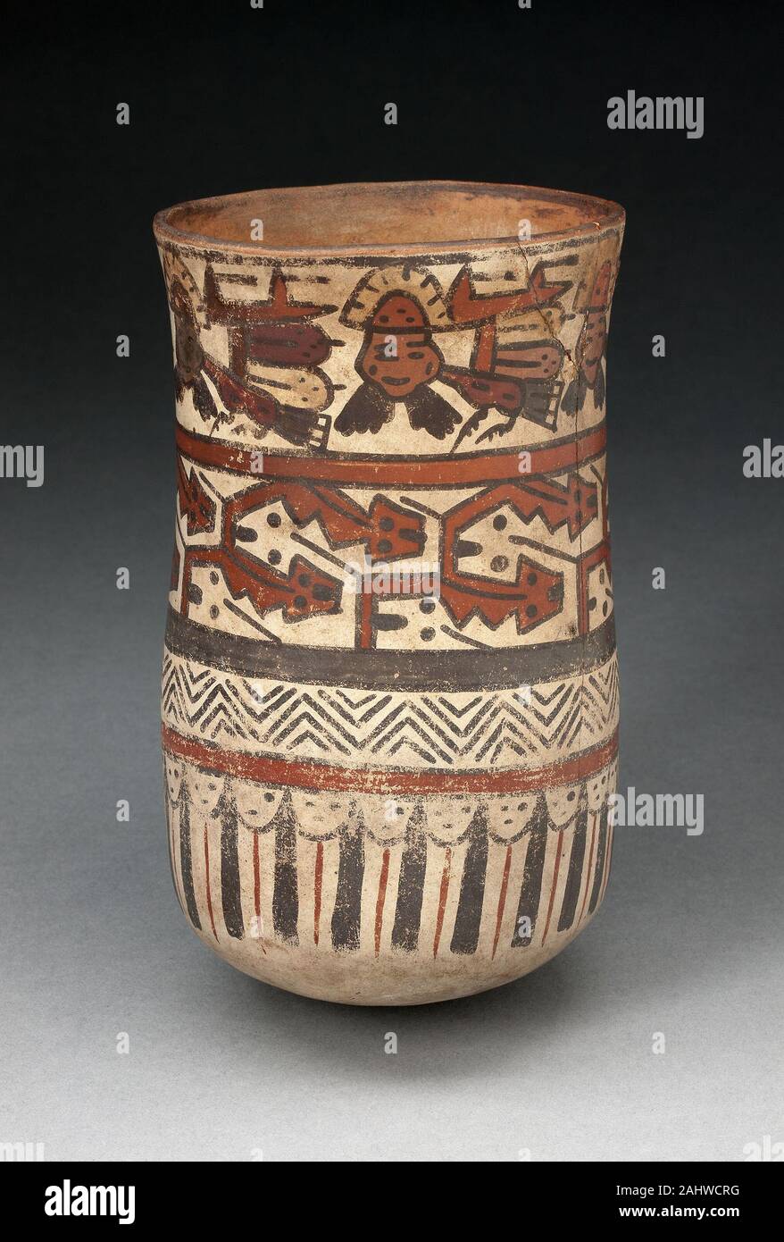 Nazca. Beaker Depicting Rows of Abstract Patterns and Costumed ...