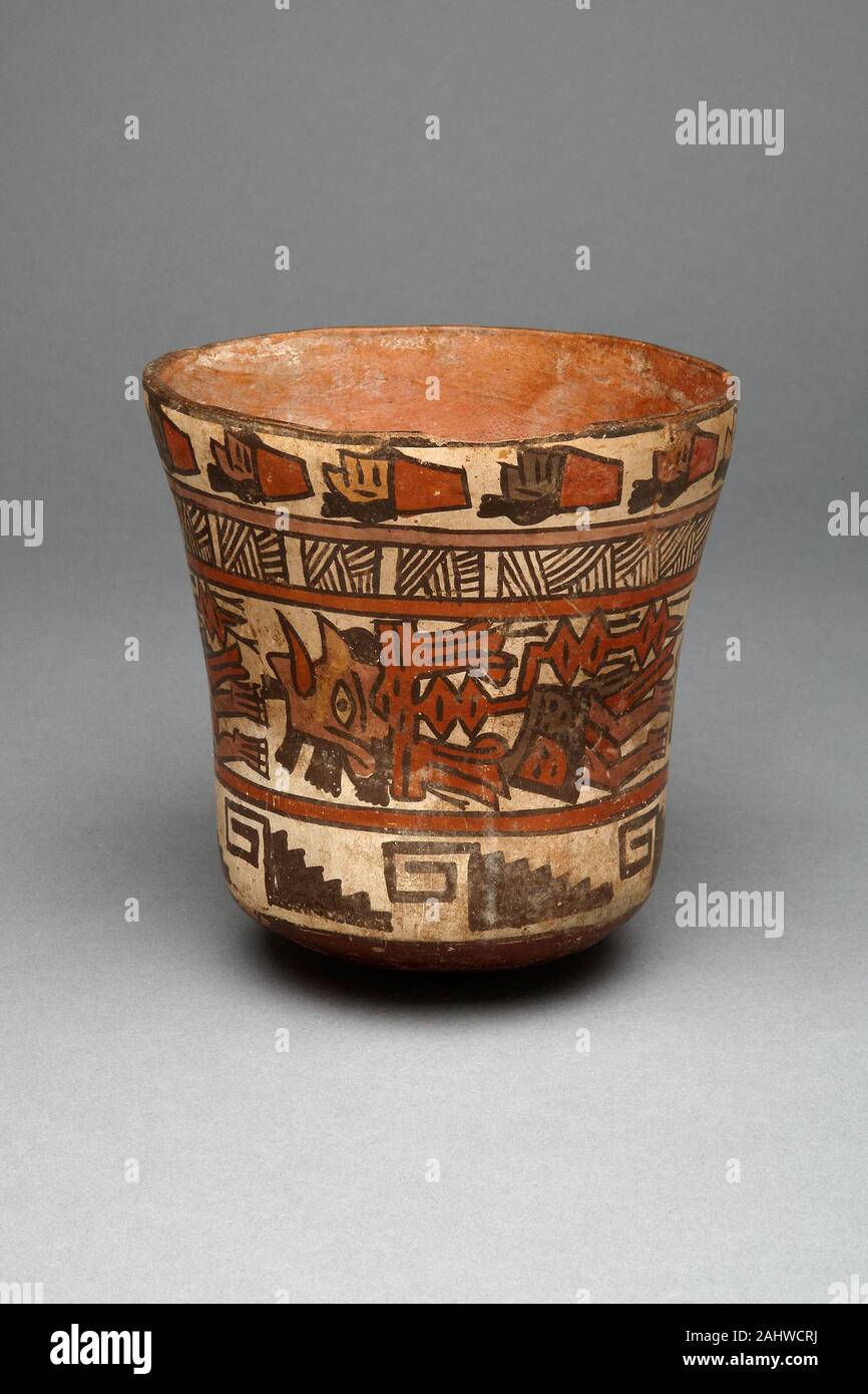 Nazca. Beaker Depicting Decapitated Heads, Likely Trophy Heads. 180 BC ...