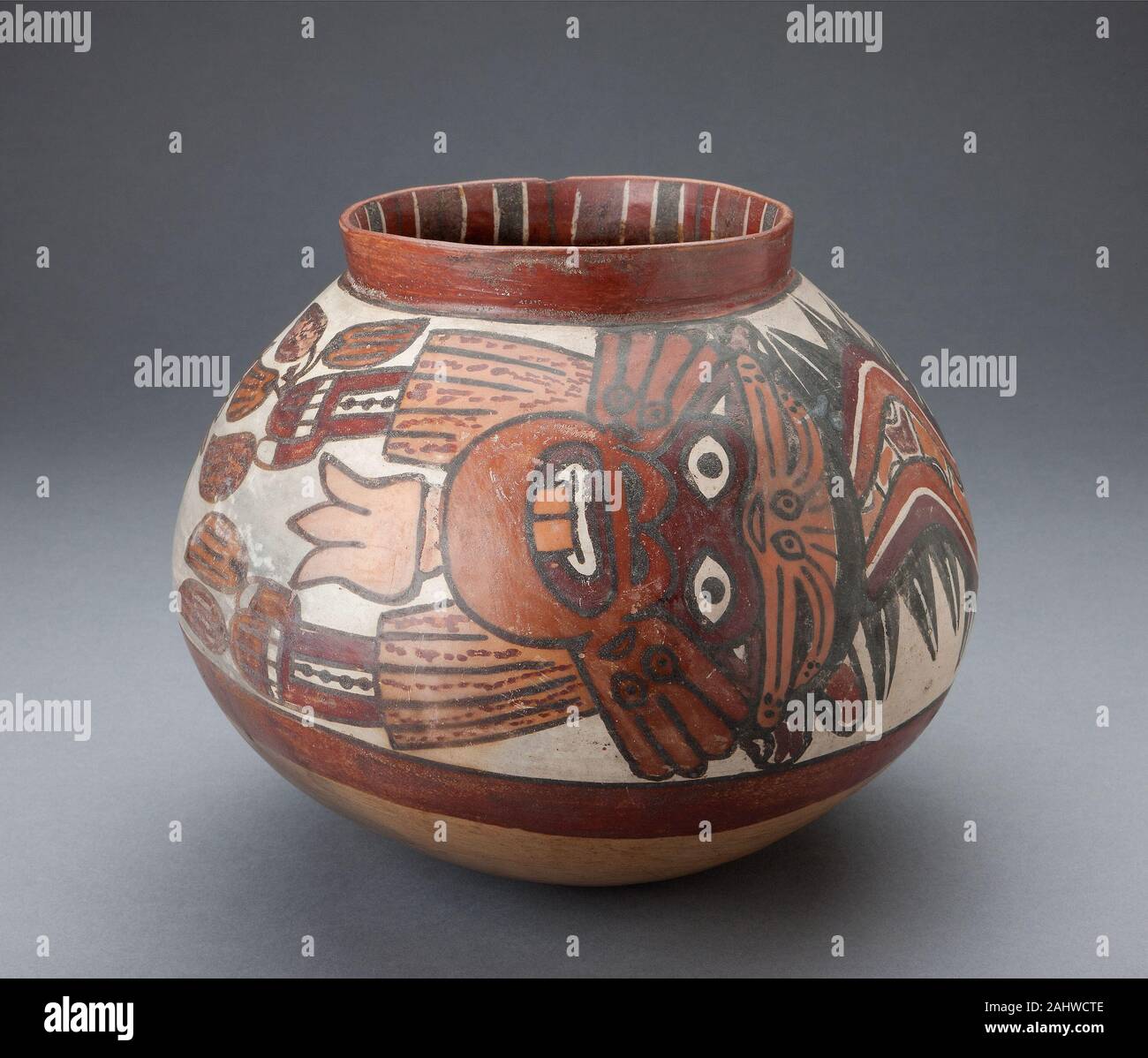 Nazca. Jar Depicting a Costumed Ritual Performer Holding Plants. 180 BC ...