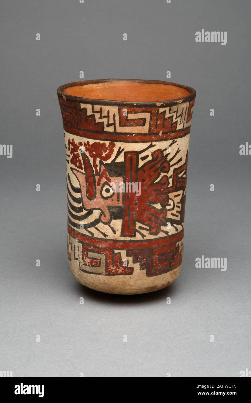 Nazca. Beaker Depicting a Decapitated Head Wearing an Intricate ...
