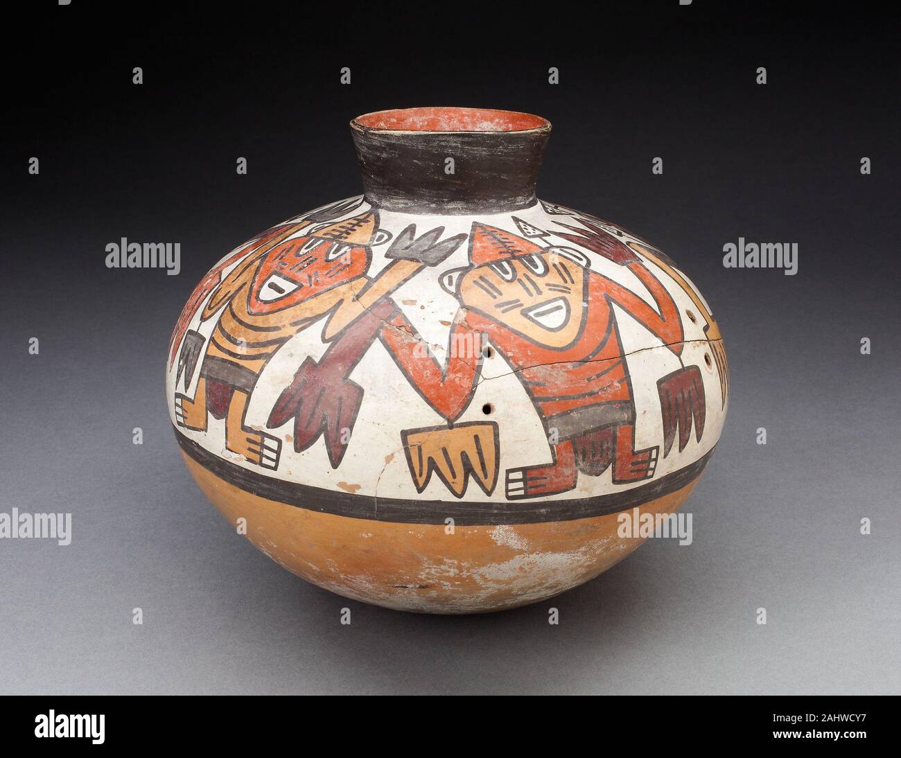 Nazca. Jar with Narrowed Neck Depicting Figures with Plant Motifs as ...