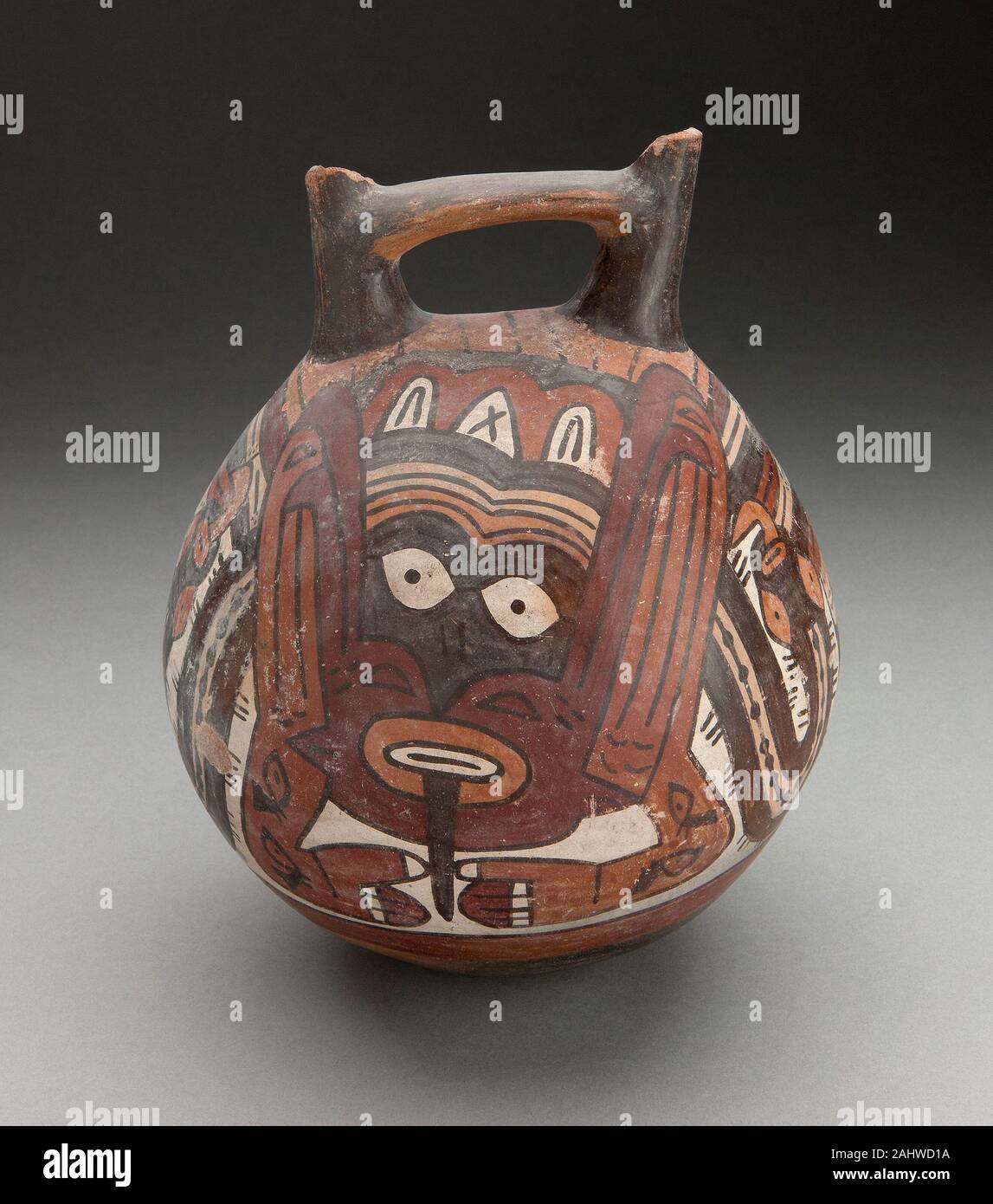 Nazca. Double Spout Vessel Depicting Costumed Figure with Tattoos and ...
