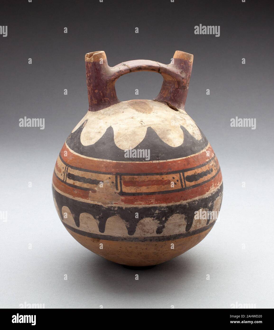 Nazca. Double Spout Vessel Depicting Rows of Abstract Motifs. 180 BC ...