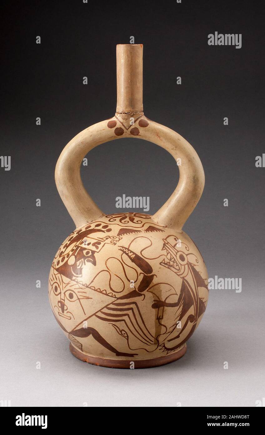Moche. Stirrup Vessel Depicting an Anthropomorphic Crab and Abstract ...