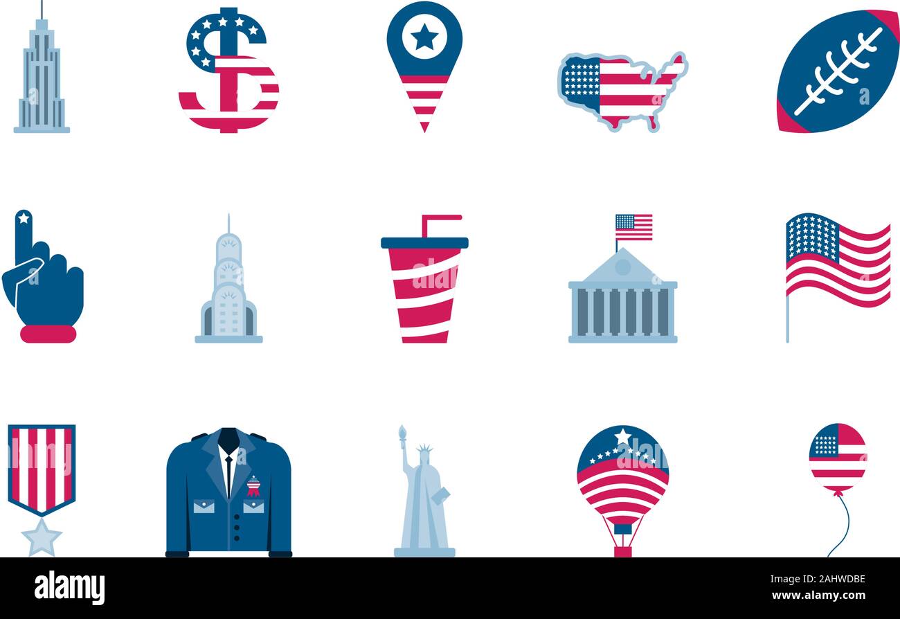 Usa icon set design, United states america independence labor day ...