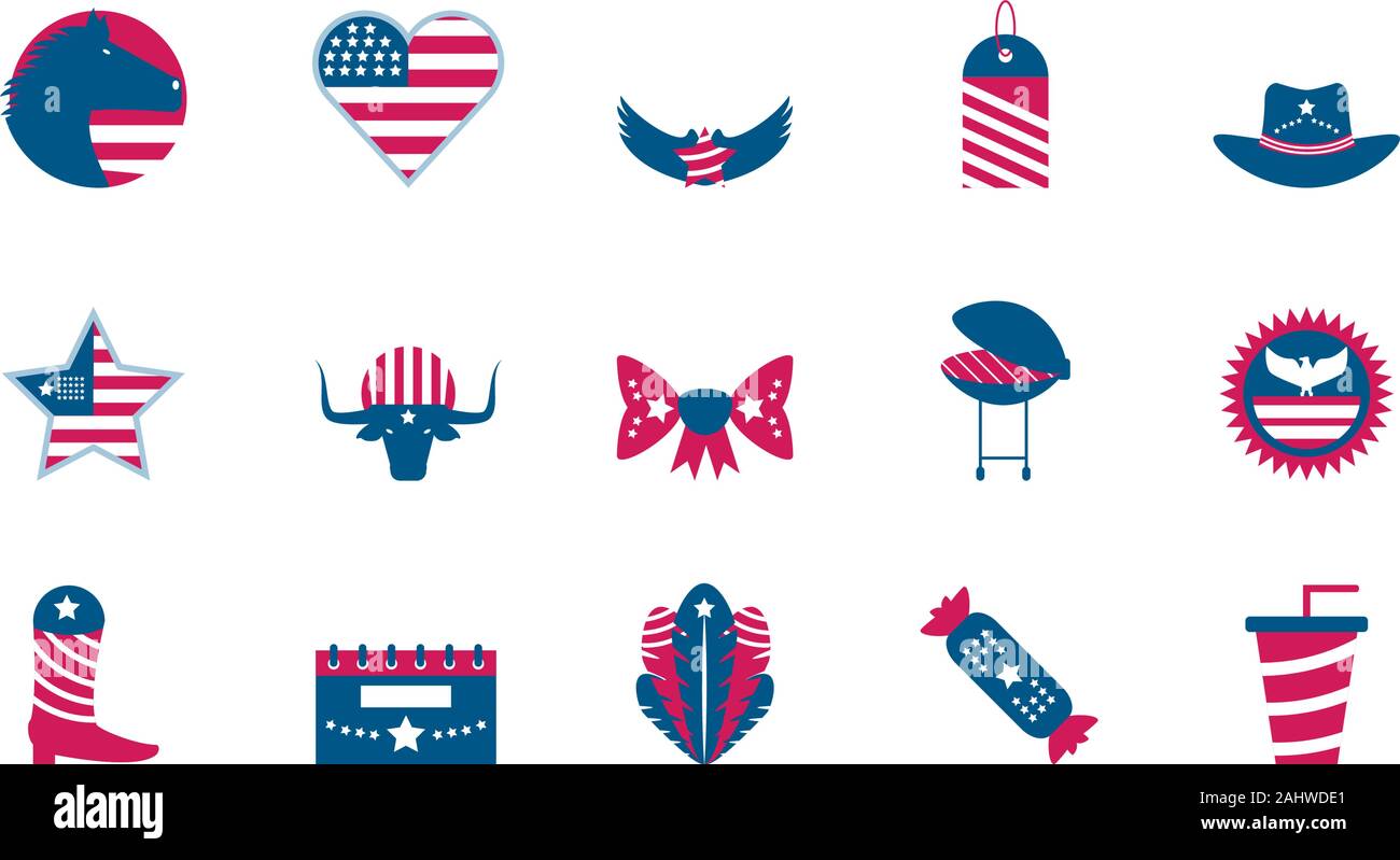 Usa icon set design, United states america independence labor day ...
