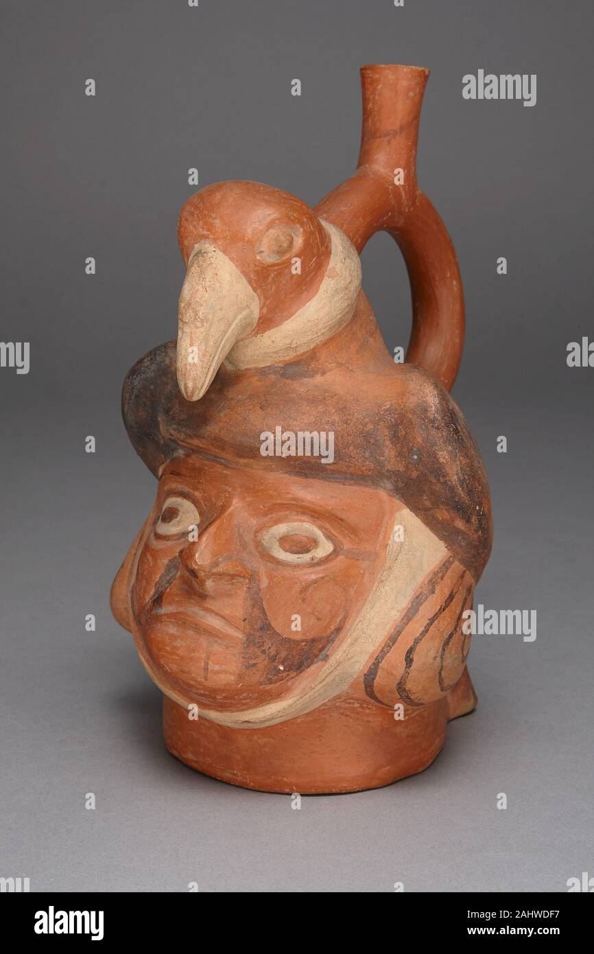 Moche. Vessel in Form of a Head Wearing a Bird Headdress. 100 BC–500 AD ...