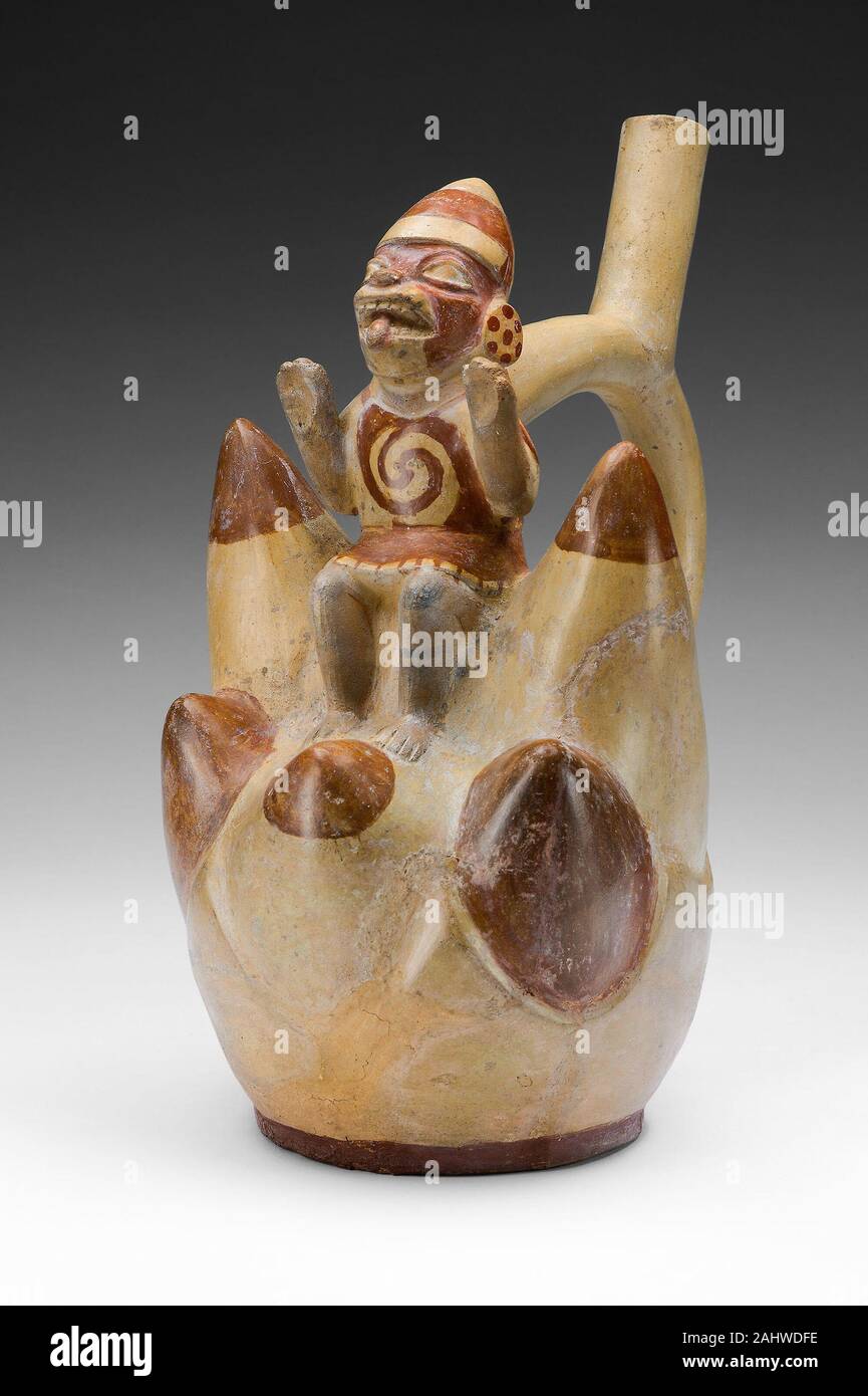Moche. Vessel Depicting a Figure on Top of a Seven-Peaked Mountain. 100 ...