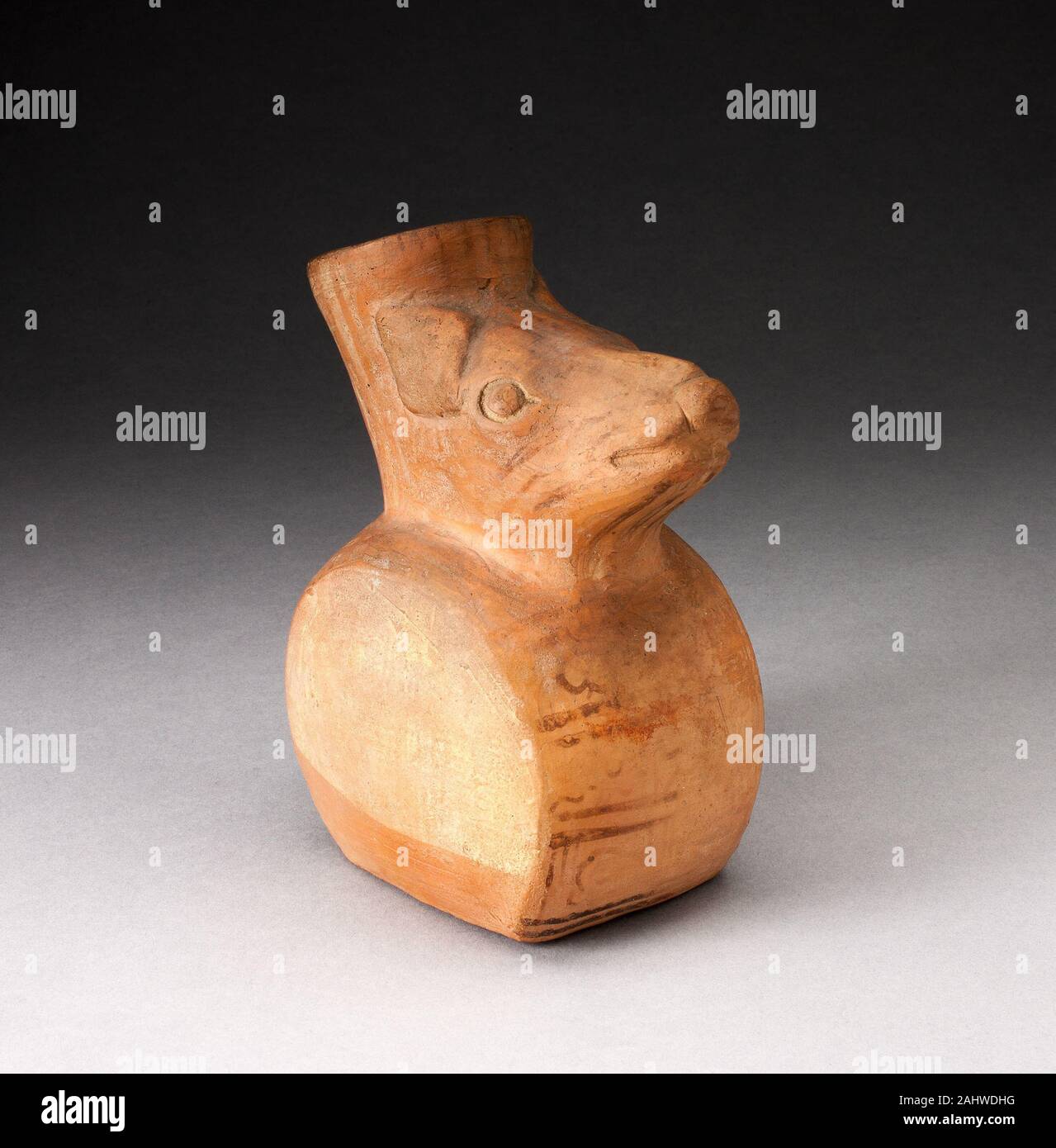 Moche. Flat-Sided Jar with Relief of Rodent Head Attached to the Vessel ...