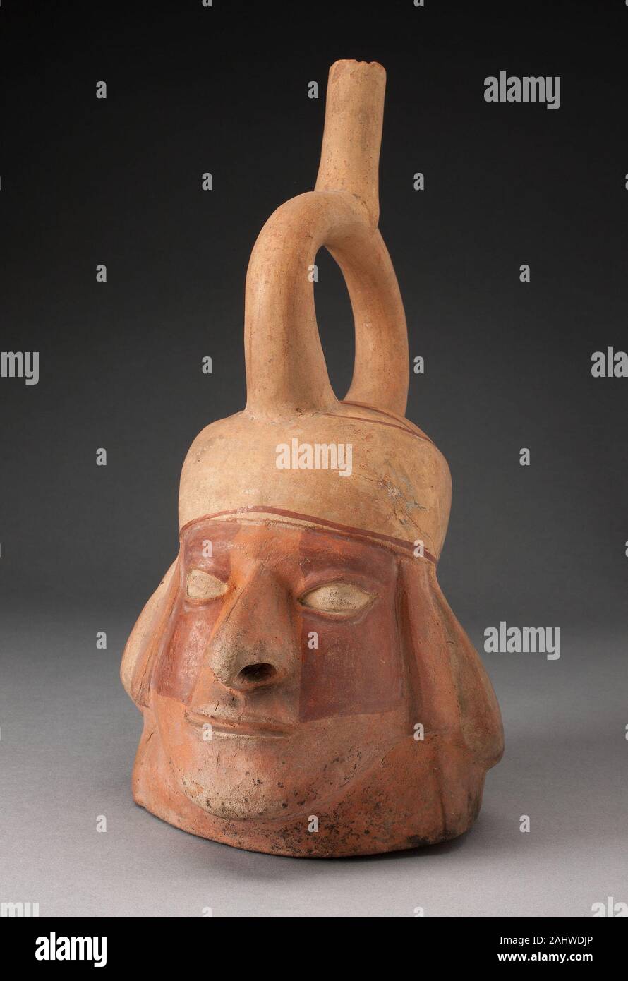 Moche. Portrait Vessel in the Form of an Abstract Human Head. 100 BC ...