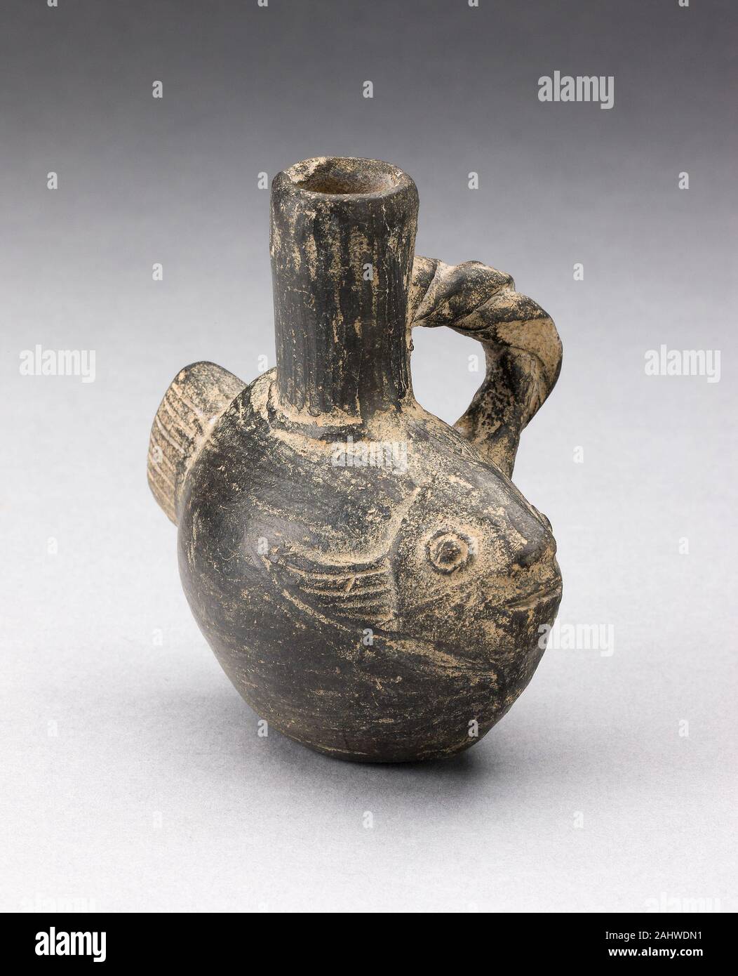 Chimú. Miniature Spout Vessel in the Form of a Fish with a Rope-shaped ...