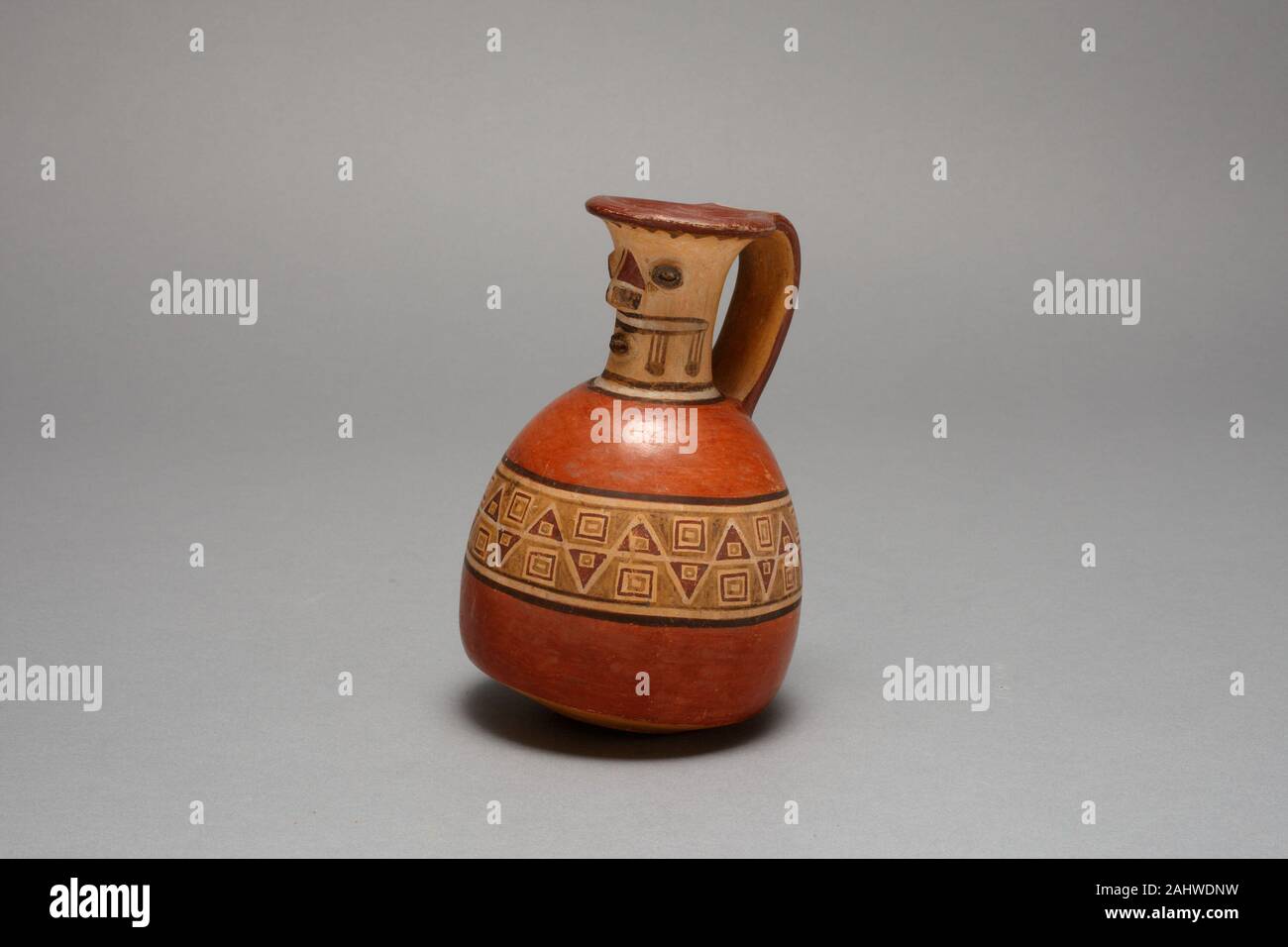 Inca. Aryballos with Modeled and Painted Face on Neck of Vessel. 1200 ...