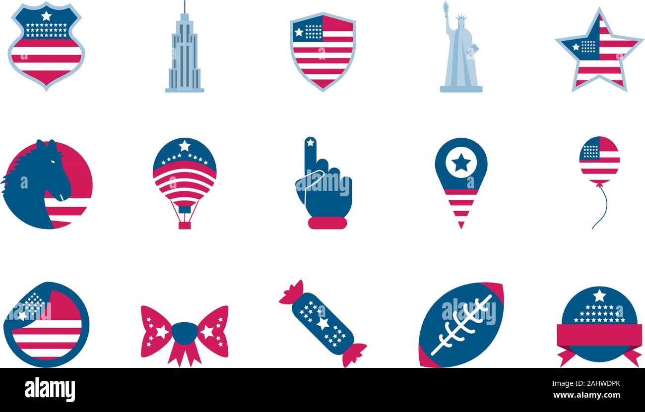 Usa icon set design, United states america independence labor day ...