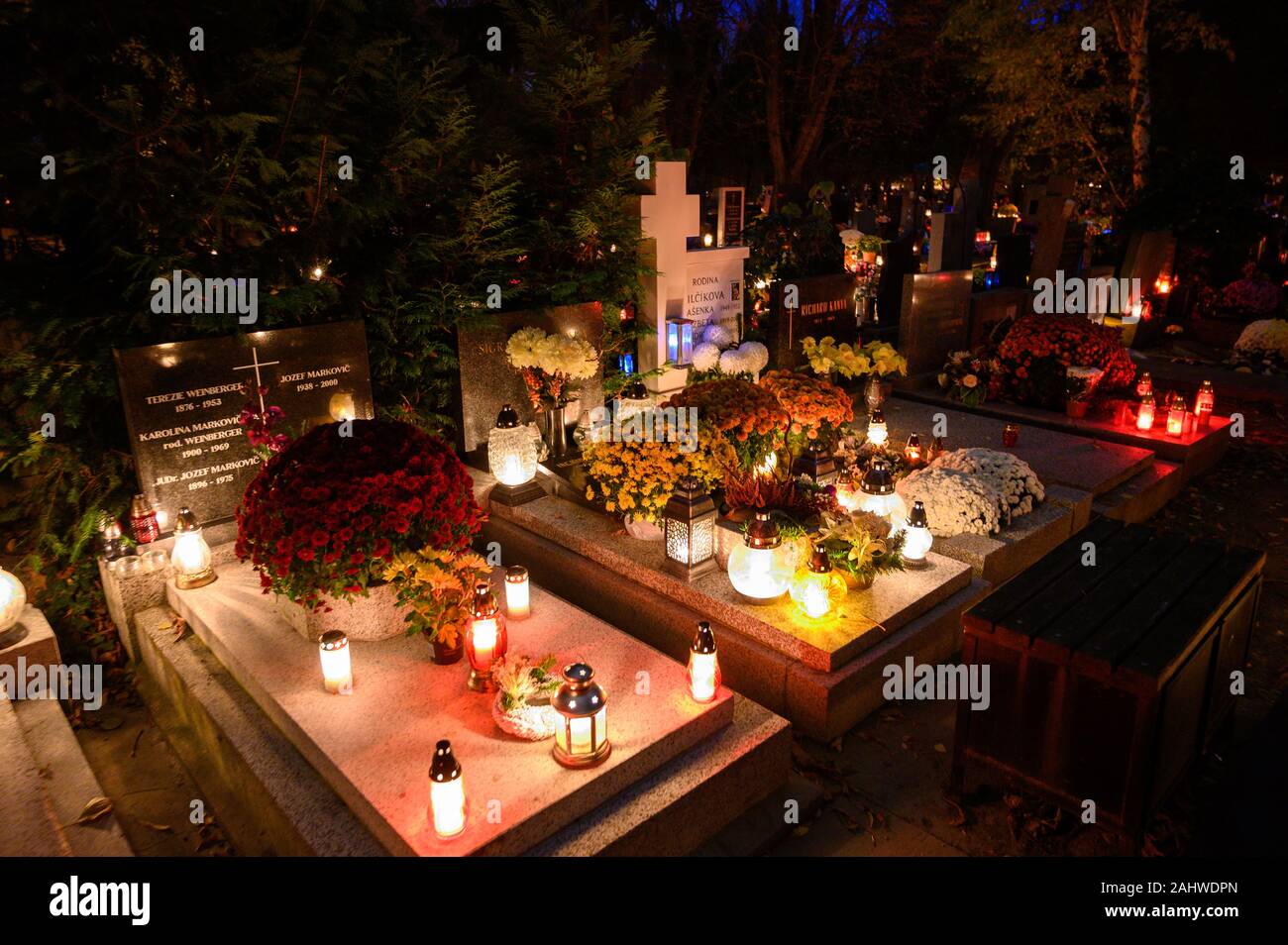 Kindling candles on the graves during the All Souls Octave. "Martinsky ...