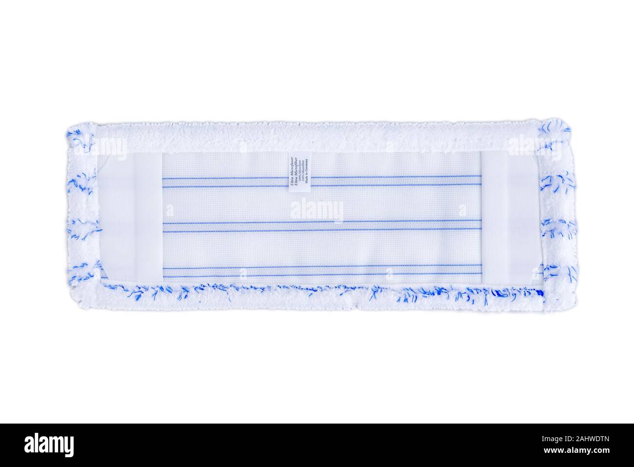 White and blue striped fiber mop for cleaning floor isolated on white ...