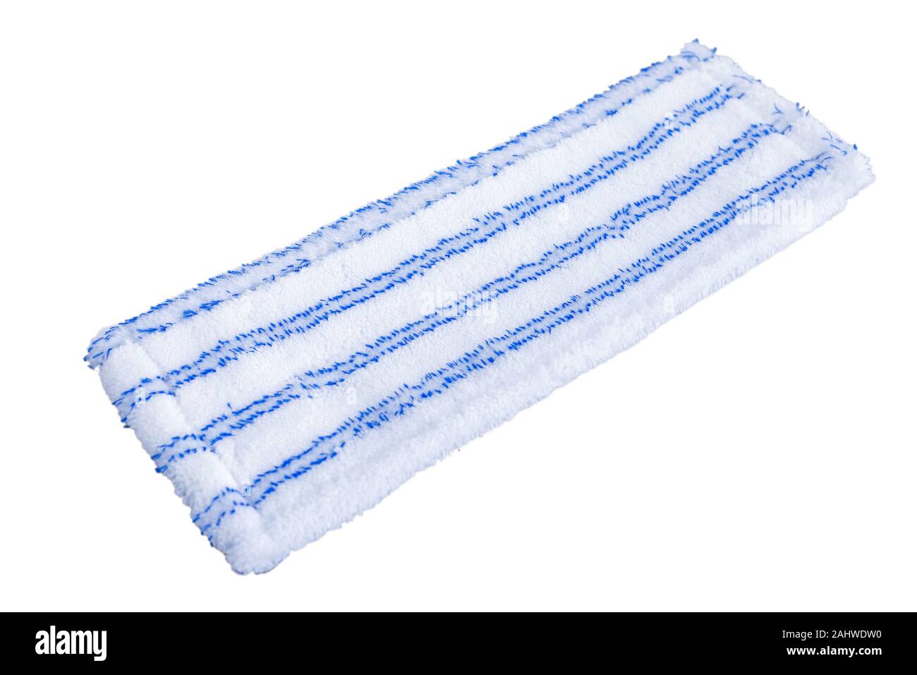 White and blue striped fiber mop for cleaning floor isolated on white ...