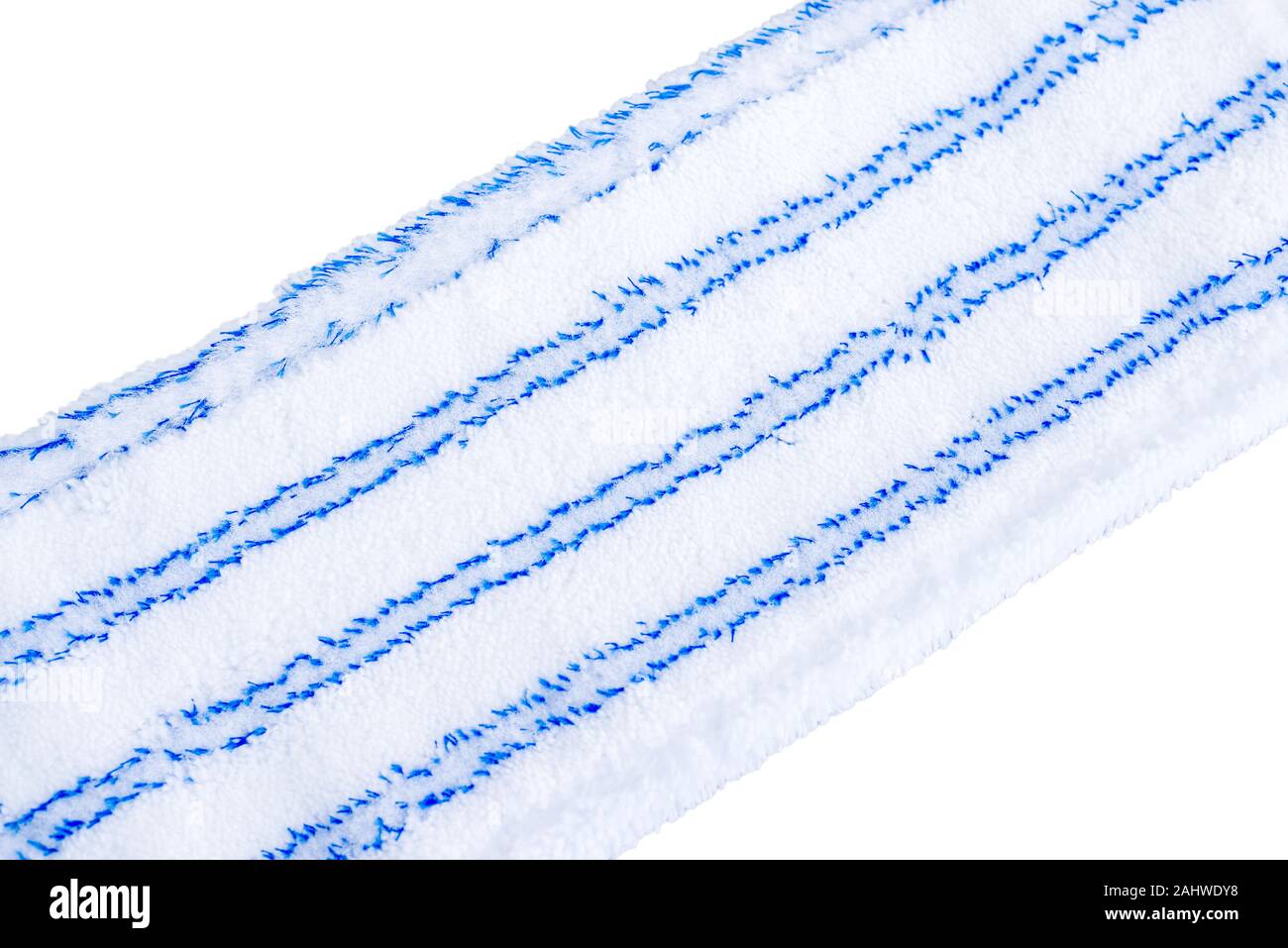 White and blue striped fiber mop for cleaning floor isolated on white ...