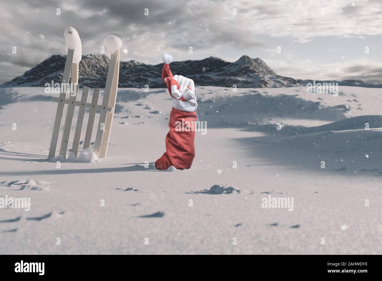 Help signal in snow santa hi-res stock photography and images - Alamy