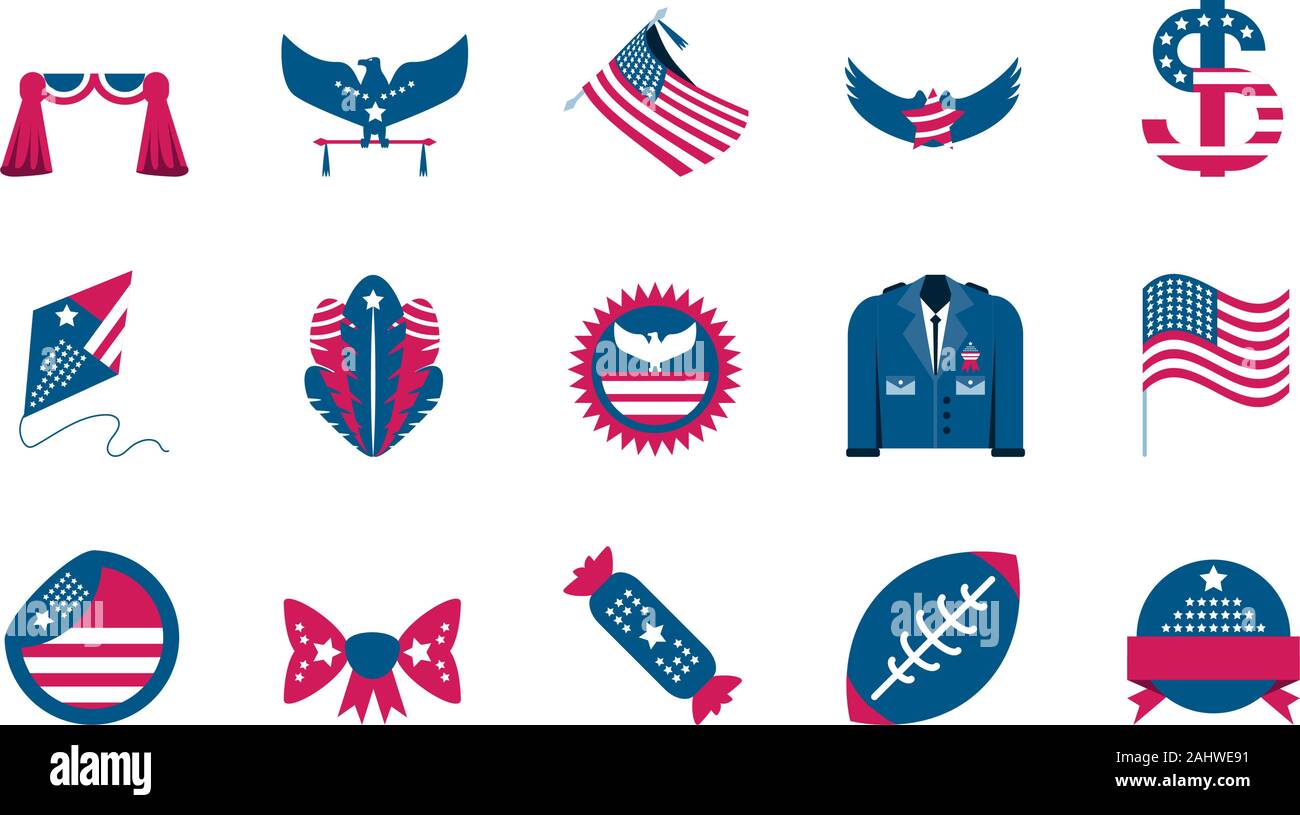 Usa icon set design, United states america independence labor day ...