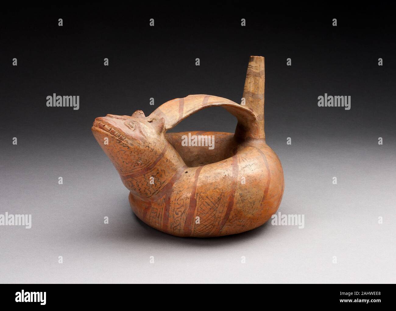 Moche. Strap-Handled Circular Jar in the Form a Composite Feline ...