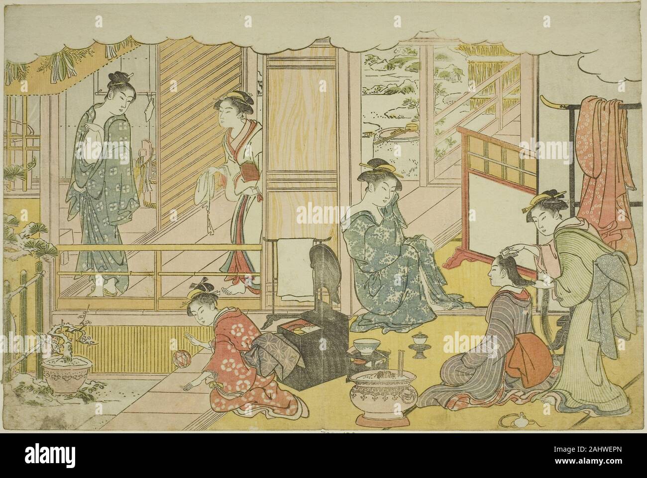 Torii Kiyonaga. The First Bath of the New Year (Yudono hajime), from ...
