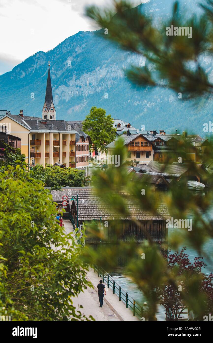 panoramic view of hallstatt city in austria Stock Photo - Alamy