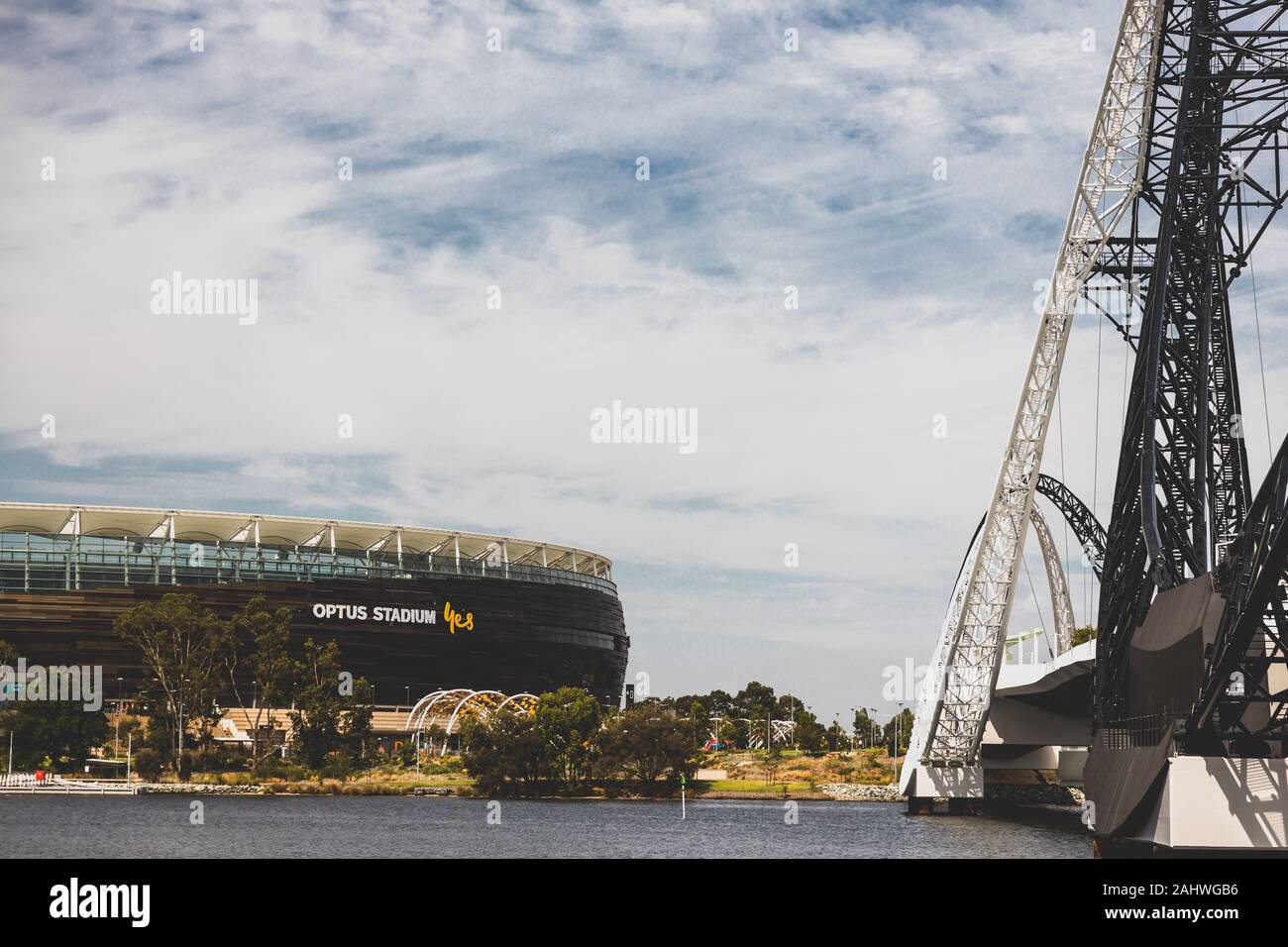 PERTH, WESTERN AUSTRALIA - December 26th, 2019: the Matagarup Bridge ...
