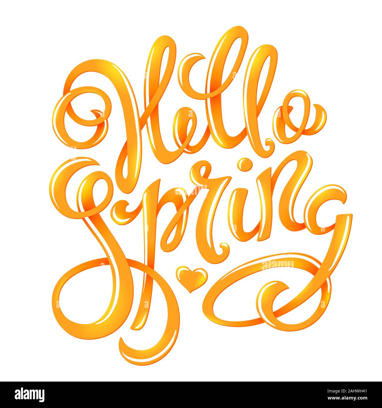 Hello spring, hand drawn lettering . Vector illustration Stock Vector ...