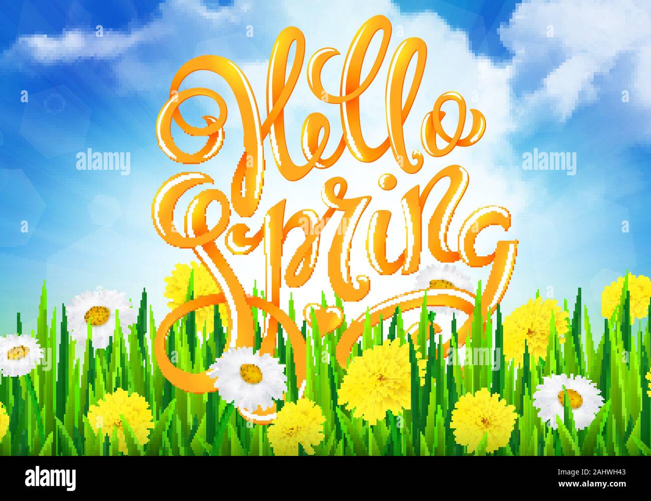 Vector background with shiny sky, hello spring Stock Vector Image & Art ...