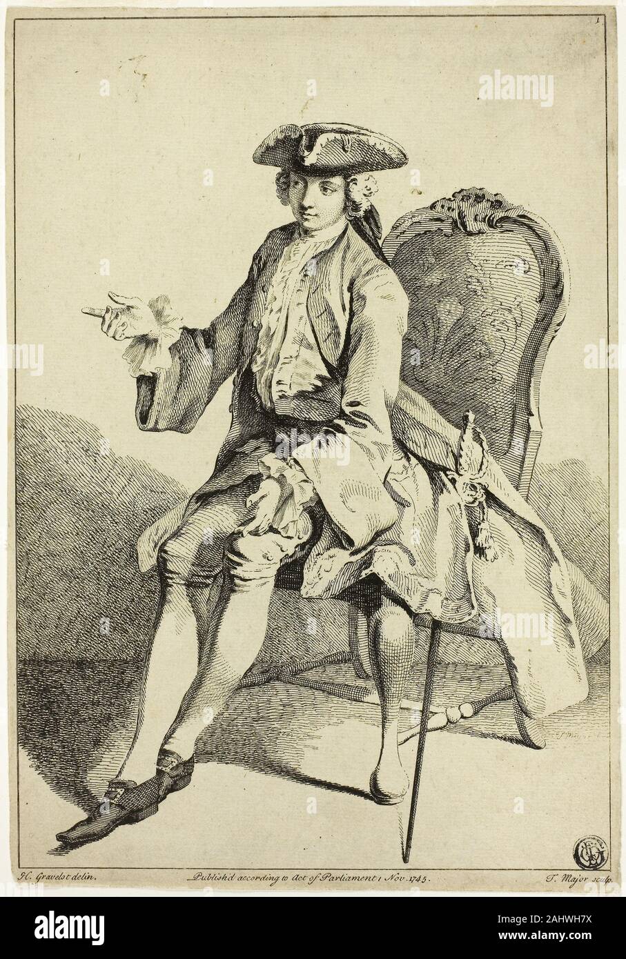 Hubert François Gravelot. Young Seigneur Seated. 1745. France. Etching ...