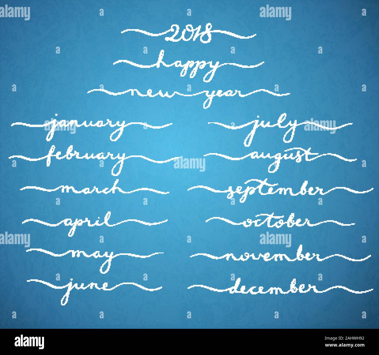 Set of months with hand drawn lettering, vector illustration Stock ...