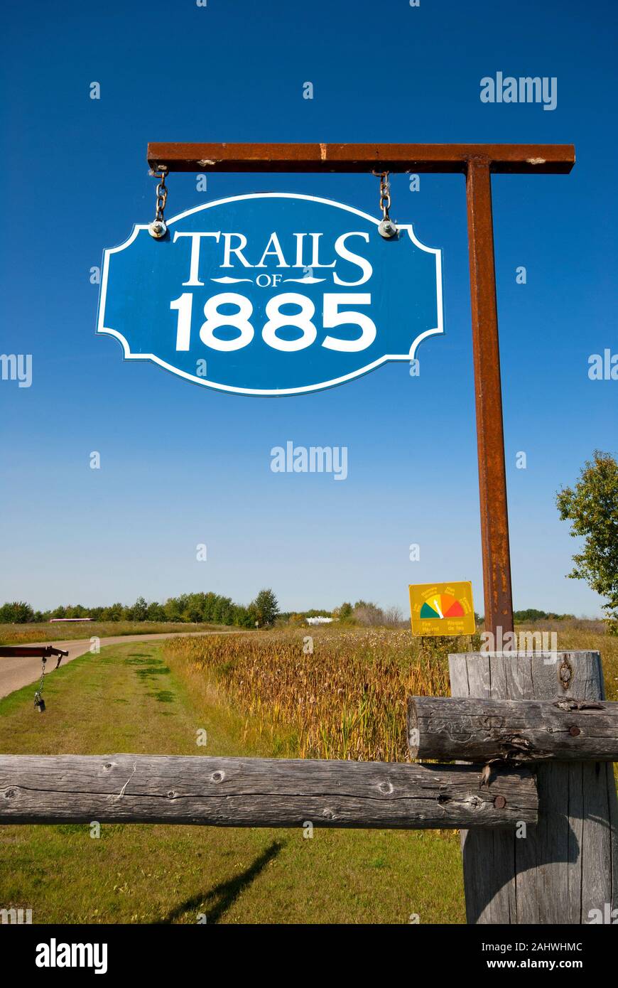 Trails 1885 sign in Batoche National Historic Site, Saskatchewan ...