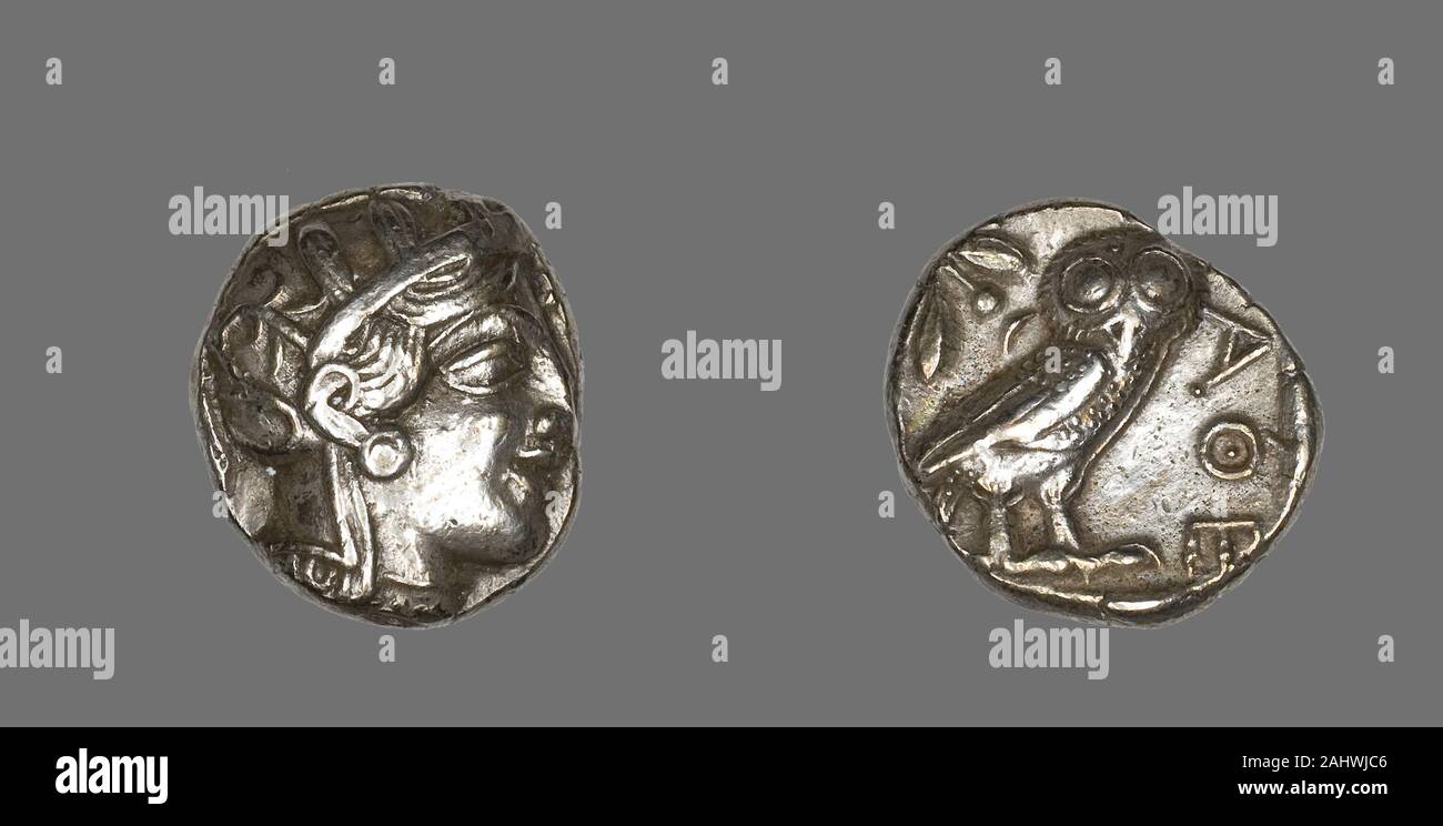 Ancient Greek. Tetradrachm (Coin) Depicting the Goddess Athena. 490 BC ...