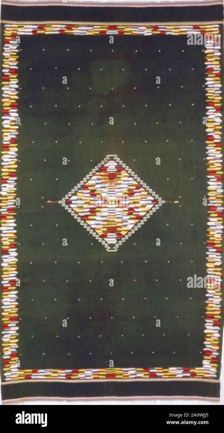 Cotton and wool slit tapestry weave with warp fringe hi-res stock ...